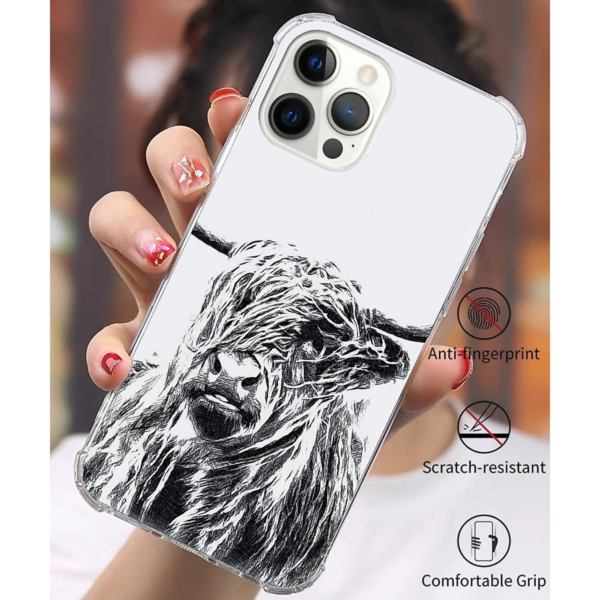 Scottish Highland Cattle Case for iPhone 14 Pro Max, Cool Cow Wild Animal Case Compatible with iPhone 14 Pro Max for Girl Men and Women, Unique Trendy TPU Bumper Phone Cover Case for iPhone 14 Pro Max