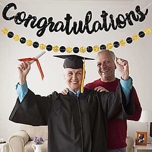 BEISHIDA Black Congratulations Banner(NO-DIY),2024 Graduation Banners, Grad Congrats Class of 2024 Party Supplies,Garland for Congratulation Graduation,Wedding,Retirement Party Decor