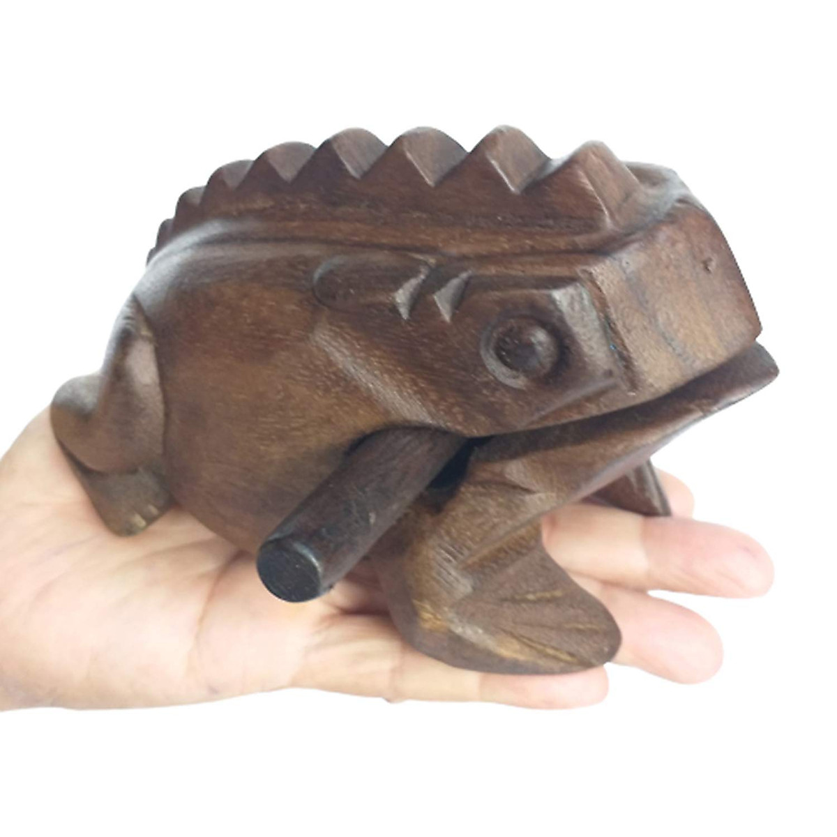 Cozinest Medium 6" Wood Frog Guiro Rasp Percussion Musical Instrument Tone Block Wooden Handcraft Percussion Instruments Products From Thailand Lucky Frog for Home Office Decor (Brown)