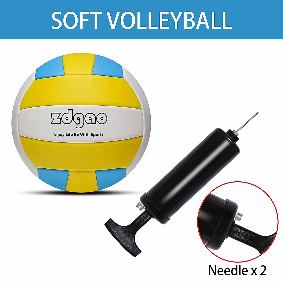 Outdoor Portable Volleyball Net System - Adjustable Height Poles with Soft Volleyball Ball, Pump, Hammer, Boundary Line, and Carry Bag for Backyard, Beach, Lawn