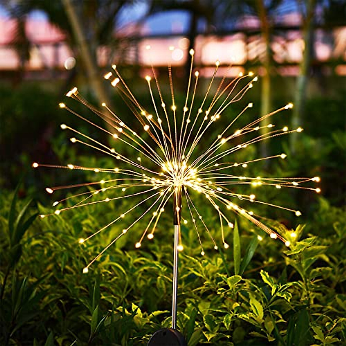 Dengduoduo 2 Pack Solar Garden Lights, Solar Firework Lights, Solar Lights Outdoor Waterproof with 2 Lighting Modes, Landscape Light for Walkway, Garden, Patio, Yard, Flowerbed, Parties (Warm White)