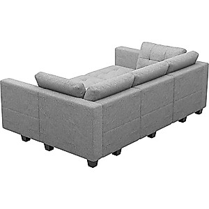 Belffin Convertible Sectional Sleeper Sofa Bed Modular Sofa Sleeper Couch Set with Storage Seat Modular Sectional Couch Bed Light Grey