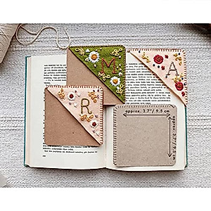 Personalized Hand Embroidered Corner Bookmark, Hand Stitched Felt Triangle Bookmark, Cute Flower Letter Embroidery Bookmarks, Page Corner Bookmark for Book Lovers(Style 2,N)
