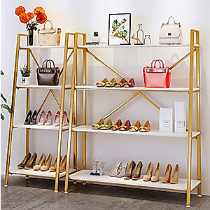 FONECHIN TDD Metal Display Rack 4-Layer Shoe Bag Rack Shelf,Floor-Standing Clothing Rack for Plant Jewelry Hat, Home Kitchen Bedroom Storage Rack