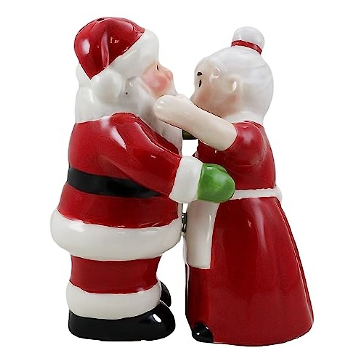 Ebros Gift 'Tis The Season Dancing Mr And Mrs Santa Claus Christmas Couple Salt And Pepper Shakers Set Ceramic Figurines Party Kitchen Tabletop Collectible Prop Jolly Holiday Decorative