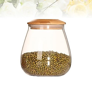 SHOWERORO Glass Storage Jars Storage Glass Jars Storage Container Candy Jars Airtight Canister Glass Canister Sugar Jars Container Glass Tea Jar Coffee Wooden Dry Clear Canning Jar