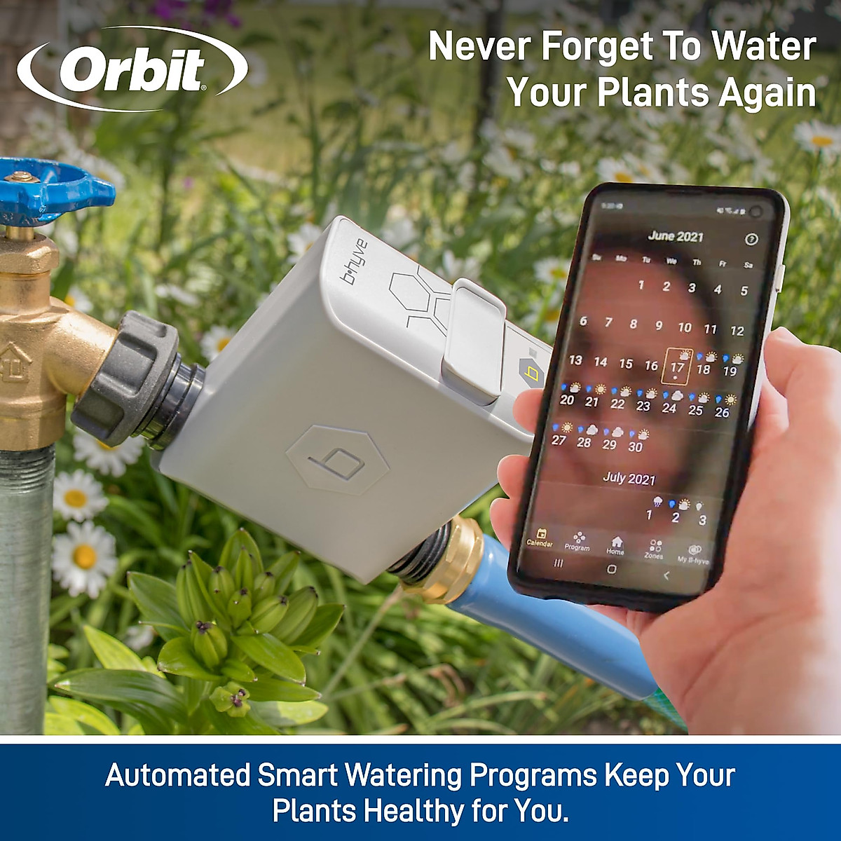 Orbit 21004 B-hyve Smart Hose Faucet Timer with Wi-Fi Hub, Compatible with Alexa ,GRAY