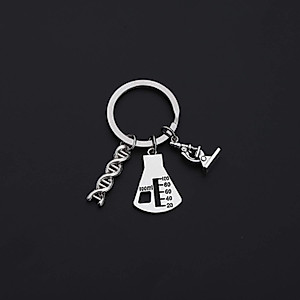CHOORO Microscope And DNA Double Helix Necklace Science Gift for Laboratory Technologist/Science Student (3 Charm keychain)