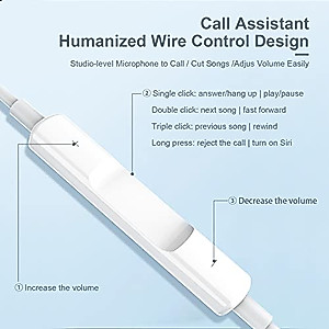 2 Pack-Apple Earbuds/Wired Earphones/iPhone Headphones/Lightning [Apple MFi Certified] Built-in Microphone & Volume Control Compatible with iPhone 7/8/X/11/12/13/14/Pro/Pro Max, Support All iOS System