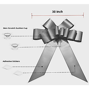 Rozozo Deco Car Bow 30 inch,Giant Gift Bow Pre-Printed with Happy Birthday for Car,Big Bow for Car Huge Car Bow,Big Bow for Gifts with 4 Small Bows-Gold