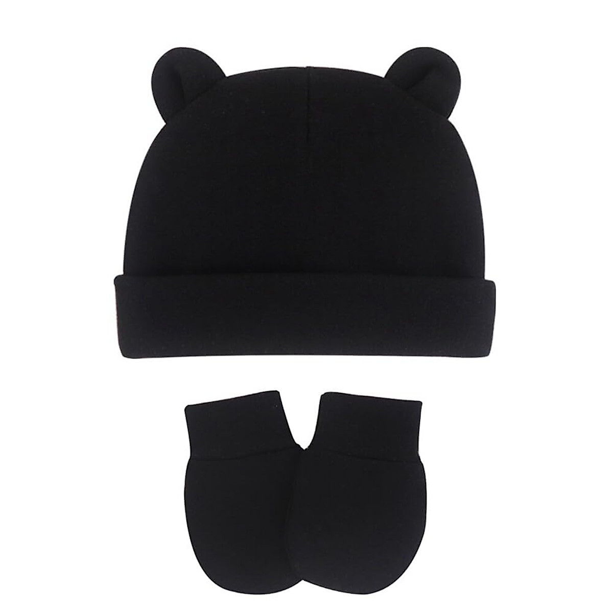 4 Sets Newborn Baby Hat and Mitten Set, Cute Animal Ears Beanies and No Scratch Mittens for 0-12 Months