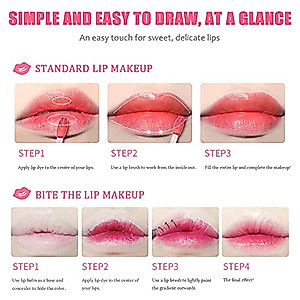 6 Colors Lip Tint Stain Set, Charm Kiss Korean Lip Gloss Plumping Mini Liquid Lipstick, Multi-use Lip and Cheek Tint, Long lasting Non-Stick Cup Waterproof, High Pigment, Vivid Color, Lip Tint Makeup