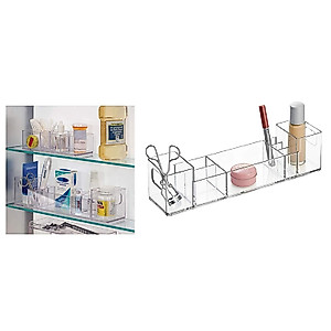 iDesign Clarity 12" Bathroom Vanity Countertop Multi Level Organizer for Cosmetics, Makeup, Vitamins, Medicine - Clear