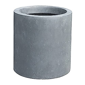 12.9" W Round Charcoal Concrete/Fiberglass Indoor Outdoor Elegant Planter