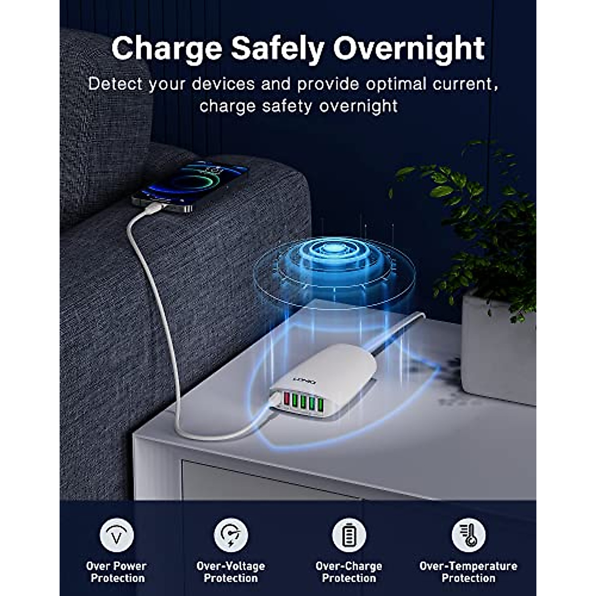 USB C Charger, LDNIO 65W PD Fast USB C Wall Charger, 6-Port USB C Charging Station with PD3.0+QC4.0 Compatible with MacBook Pro/Air, iPhone 14/13/12 Pro Max, iPad Series, Laptops, Samsung and More