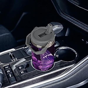 Beautiful Purple Butterfly Floral 30 Oz Tumbler with Handle And Flip Straw, Stainless Steel Vacuum Insulated Travel Mug, Thermal Cup for Coffee, Water, Iced Drinks, Fits Car Cup Holders (Home, Sports)
