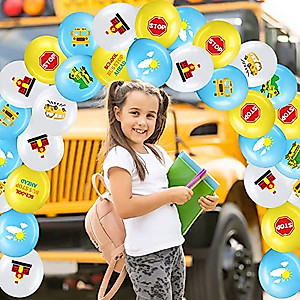 40 Pieces Back To School Party Decorations Balloons Yellow School Bus Latex Balloon Welcome Back To School First Day of School Balloons For Kids Birthday School Party Supplies(School Bus Style)