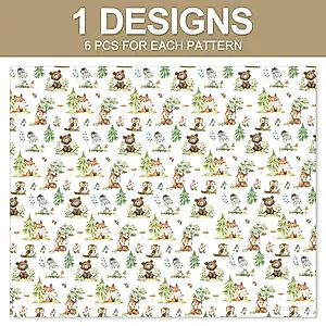 JarThenaAMCS 6 Sheets Woodland Animal Wrapping Paper -Not Roll- Watercolor Forest Jungle Animal Gift Wrap Paper Folded Flat DIY Art Craft Paper for Party Packaging, 39.4 x 27.6 Inch