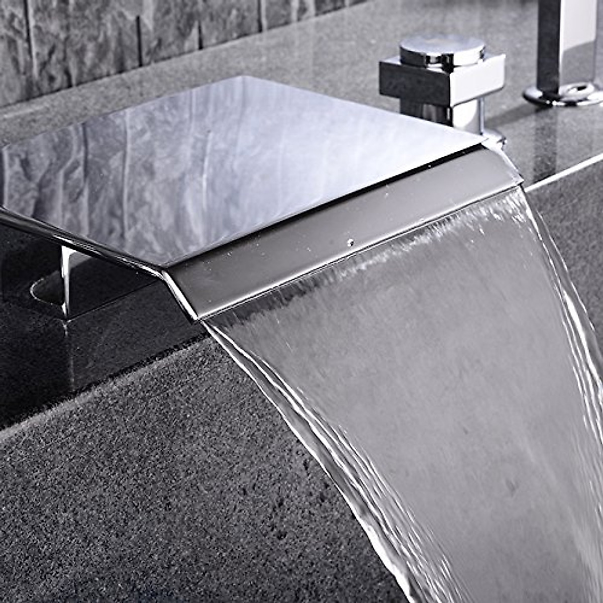 Lovedima Modern 5 Pieces Waterfall Bathroom Bathtub Faucet Roman Tub Filler with Handheld Shower