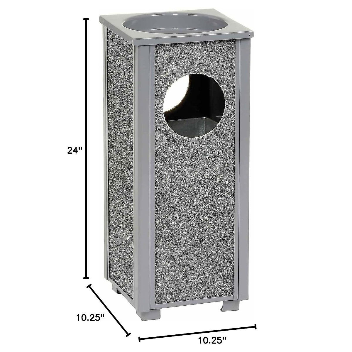 Global Industrial Stone Panel Trash Sand Urn, 10-1/4" Square X 24" H, Gray