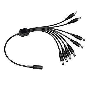 ZOSI DC 12V 2A US CCTV Power Supply Adapter and DC 1 Female to 8 Male Output Power Splitter Cable Y Adapter for Security Camera Surveillance System