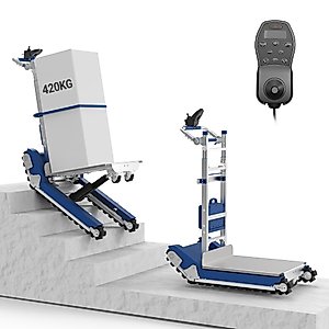 XSTO CT420C Powered Heavy Duty Track Stair Climbing Hand Truck, 926 lbs Load Capacity, Electric Semi-Automatic Stair Climber Cart for Material Handling