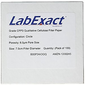 LabExact 1200061 Grade CFP3 Qualitative Cellulose Filter Paper, 6.0µm, 7.0cm (Pack of 100)