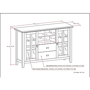 SIMPLIHOME Artisan SOLID WOOD Universal TV Media Stand, 53 inch Wide, Contemporary, Living Room Entertainment Center, Storage Shelves and Cabinets, for Flat Screen TVs up to 60 inches in Russet Brown