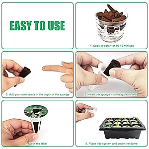 YEEPEC 120 Pcs Seed Pods Kit Compatible with Aerogarden, Hydroponics Garden Accessories for Starting System, Plant Pod Including 30 Grow Sponges, Baskets, Domes and Labels, white, (SPZZ11)