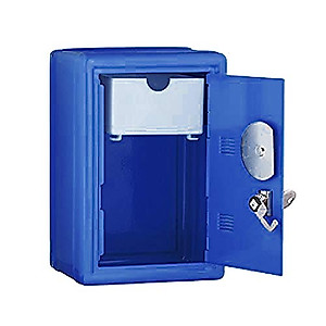 Kids Safe Bank, Made of Metal, with Key and Combination Lock, (Blue)