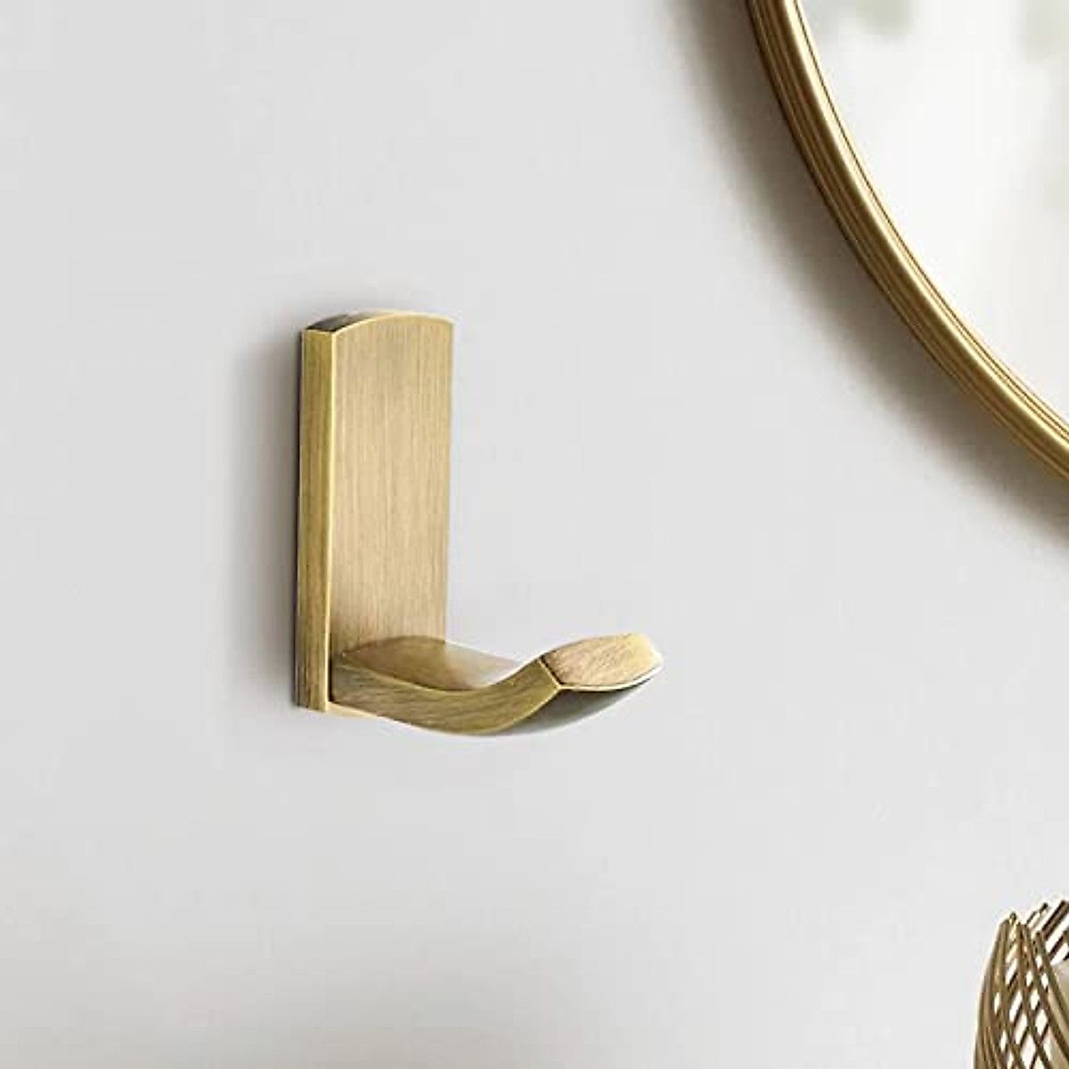 BigBig Home Brass Towel Hook, Gold Coat Hook Bathroom Robe Hooks Antique Clothes Hanger Wall Hook Kitchen Wall Mount 2 Pack