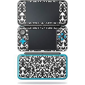 MightySkins Skin Compatible with Nintendo New 2DS XL - Black Damask | Protective, Durable, and Unique Vinyl Decal wrap Cover | Easy to Apply, Remove, and Change Styles | Made in The USA