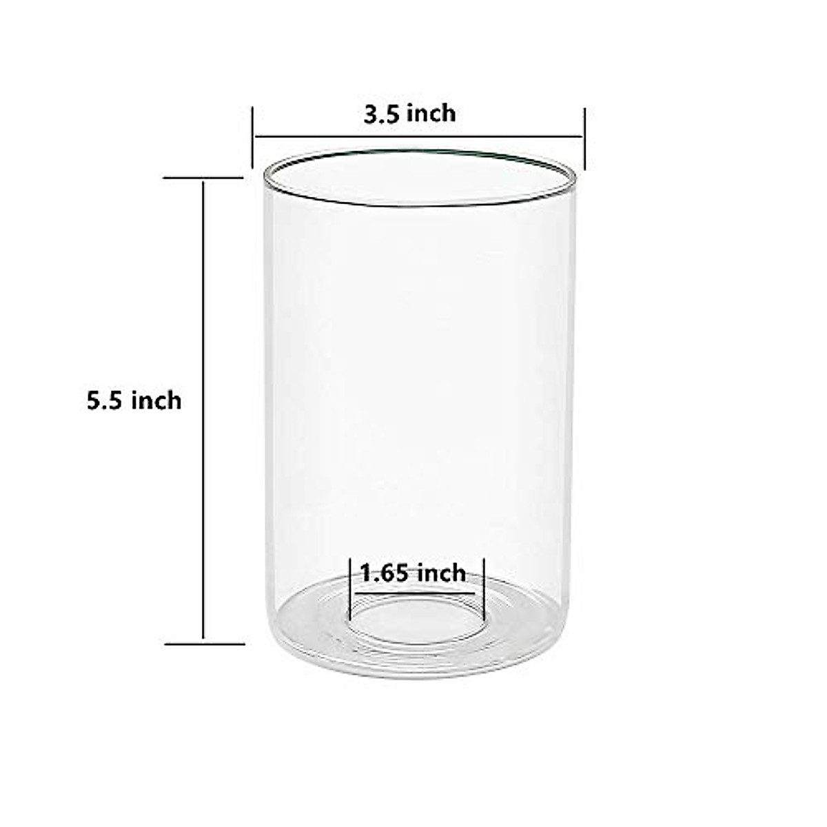 Clear Glass Shade Clear Cylinder Glass Lamp Shade Diameter 3.5" Height 5.5" Fitter 1.65" (2 packs) (H5.5")