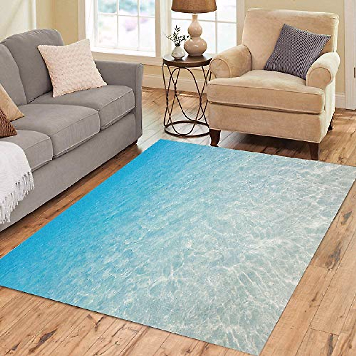 Pinbeam Area Rug Blue Clear Tropical Beach Water Ocean Calm Caribbean Home Decor Floor Rug 3' x 5' Carpet