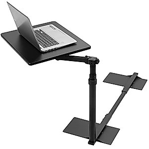 VIVO 20 inch Over Couch Swivel Table, Laptop Desk for Remote Work, Portable Recliner Workstation with Height Adjustable Swing Arm, Black, DESK-ST01C