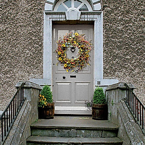 JINGHONG Artificial Spring Wreath 24 Inch Spring Front Door Wreath with Rich Berries and Flowers Large Wreaths for Front Door Outside Home Indoor Outdoor Decor