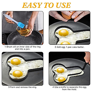 2-Pack Egg Fryer, Egg Fryer for Frying Eggs, Funny Cooking Gadgets Egg Pancake Cooking Tool with Foldable Handle, Professional Non-Stick Egg Ring with 1 Silicone Basting Brush