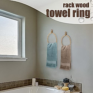 Sieral 2 Pieces Boho Towel Rack Rustic Handmade Wood Ring Wooden Hand Stand Wall Mounted Farmhouse Holder Decorative Decor for Bathroom Kitchen Wall, about 19 cm/ 7.48 inches
