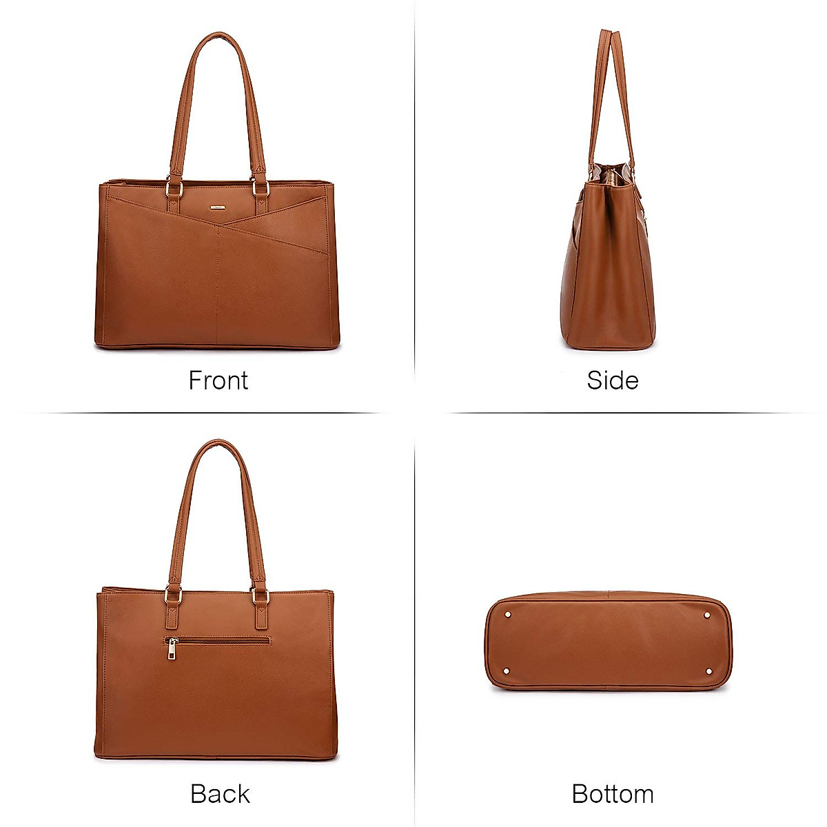 Laptop Tote Bag for Women 15.6 Inch Waterproof Leather Computer Bags Women Business Office Work Bag Briefcase Brown