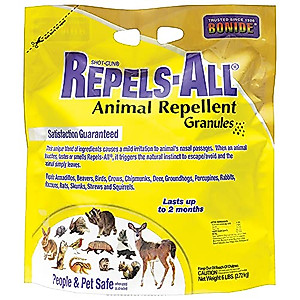 Bonide Repels-All Animal Repellent Granules, 6 lbs. Ready-to-Use Deer & Rabbit Repellent, Deter Pests from Lawn & Garden
