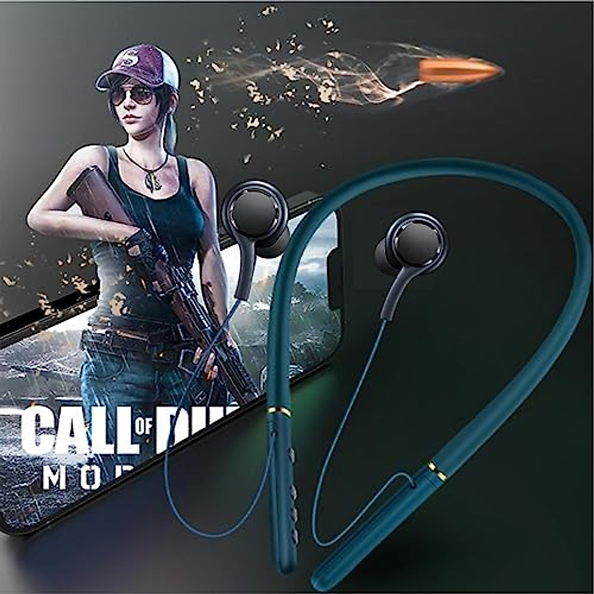 2023 New Stereo Bluetooth Headset V5.2 Wireless Bluetooth Earbuds Neckband Headset 24 Hours Continuous Play time with Microphone and Volume Remote - Black