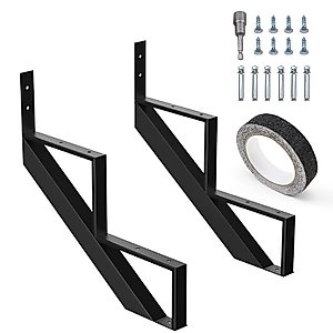Doniks Steel Stair Step Riser -2 Step for Deck Height 19.5 Inches Metal Stair Stringer Step Stringer Support Connector Frame Hanger Bracket