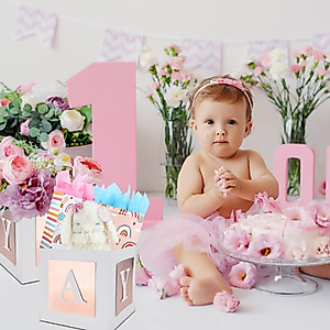 4 Pcs Baby Shower Flower Boxes Centerpieces Decoration Rose Gold Baby Block Floral Holder Centerpiece Baby In Bloom Gender Reveal Birthday Party Decors Table Display Its A Girl Its A Boy