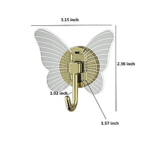 kfeity 3 pcs Butterfly Hooks, Decorative Self Adhesive Hooks for Hanging Heavy Duty Wall Hooks, Towel Coat Hooks Waterproof Hooks for Bathroom Shower Kitchen Keys Door Outdoor Home Improvement