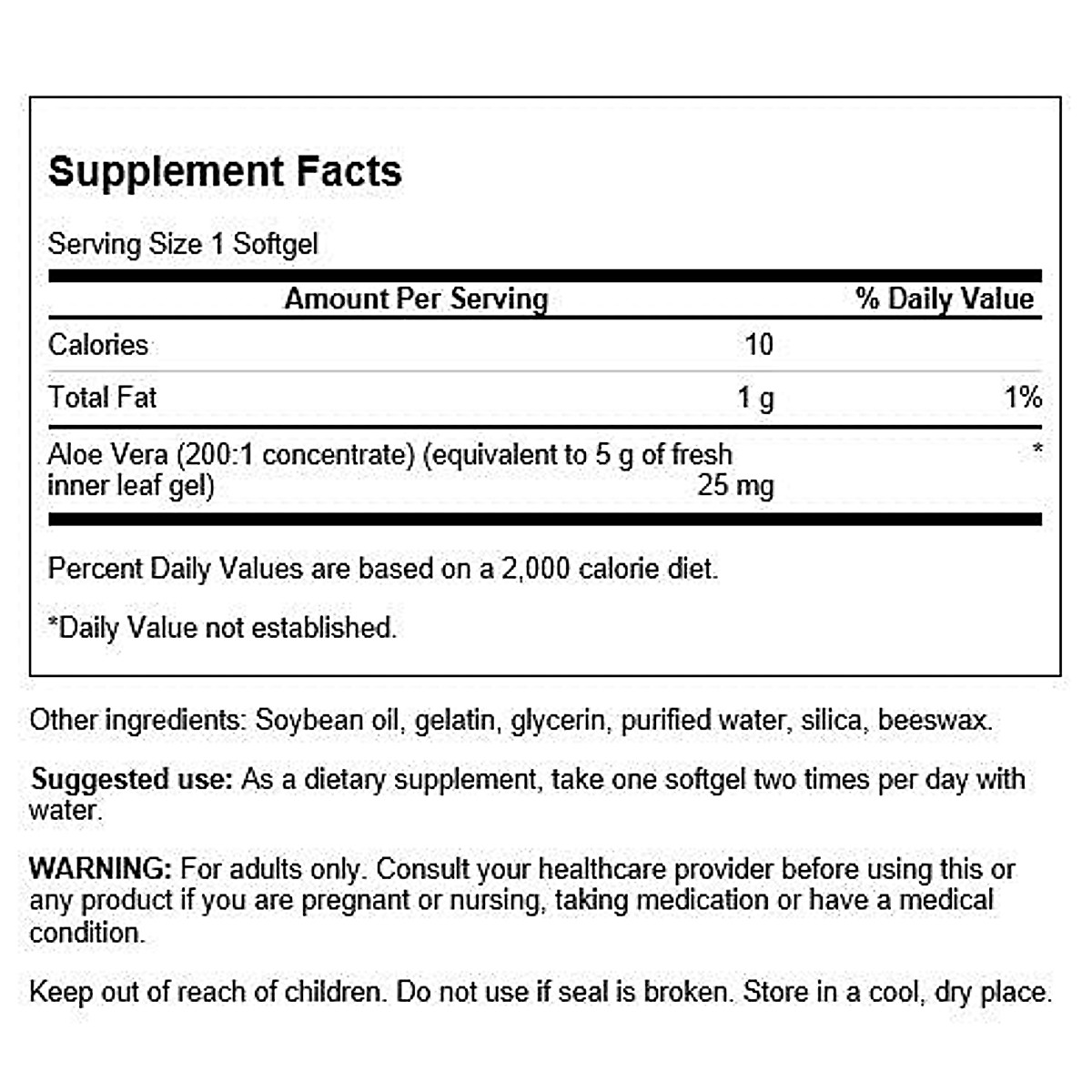 Swanson Aloe Vera 25 Milligrams 100 Sgels (2 Pack)