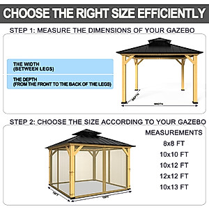 10-ft x 10-ft Gazebo Netting Replacement,Universal 4-Panel Mosquito Netting for Gazebo with Zippers(Only Netting)-Beige