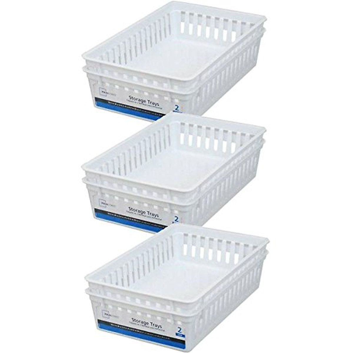 Basic White Storage Trays (6, Rectangle) by Mainstay
