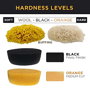 TCP Global Brand 3" Mini Buffing and Polishing Pad Kit with 4 Pads, Backing Plate, and 1/4" Drill Adapter