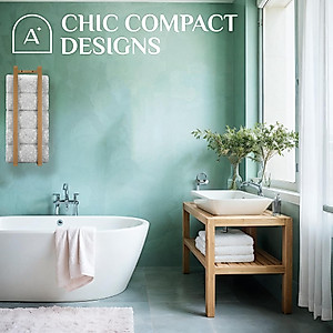 Wall Towel Rack for Rolled Towels, Bamboo Wooden Towel Racks for Bathroom Modern Wooden Towel Holder Vertical Bamboo Towel Rack Wooden Rack Guest Bath Spa Blanket Gym Mat (Natural Bamboo, Extra Large)