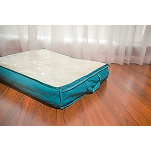 Amelitory Underbed Storage Bag Bedding Container Zippered Comforter Organizer Large Capacity Fabric Lake Blue